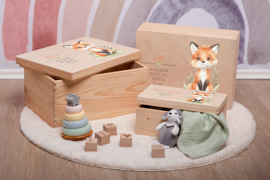 Erinnerungsbox Baby / Erinnerungskiste Zur Geburt Mit Fuchs, Geschenk ...